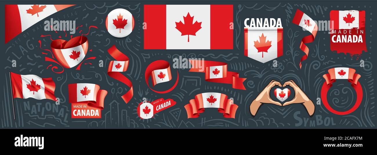 Vector set of the national flag of Canada in various creative designs ...