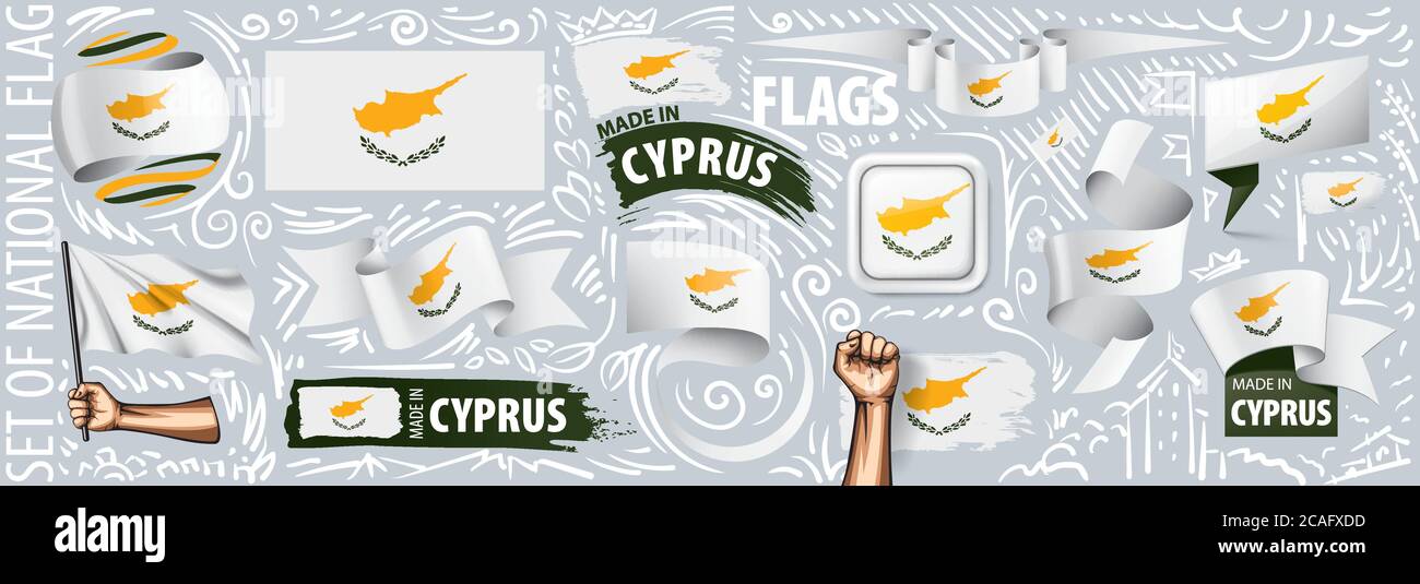 Vector set of the national flag of Cyprus in various creative designs ...