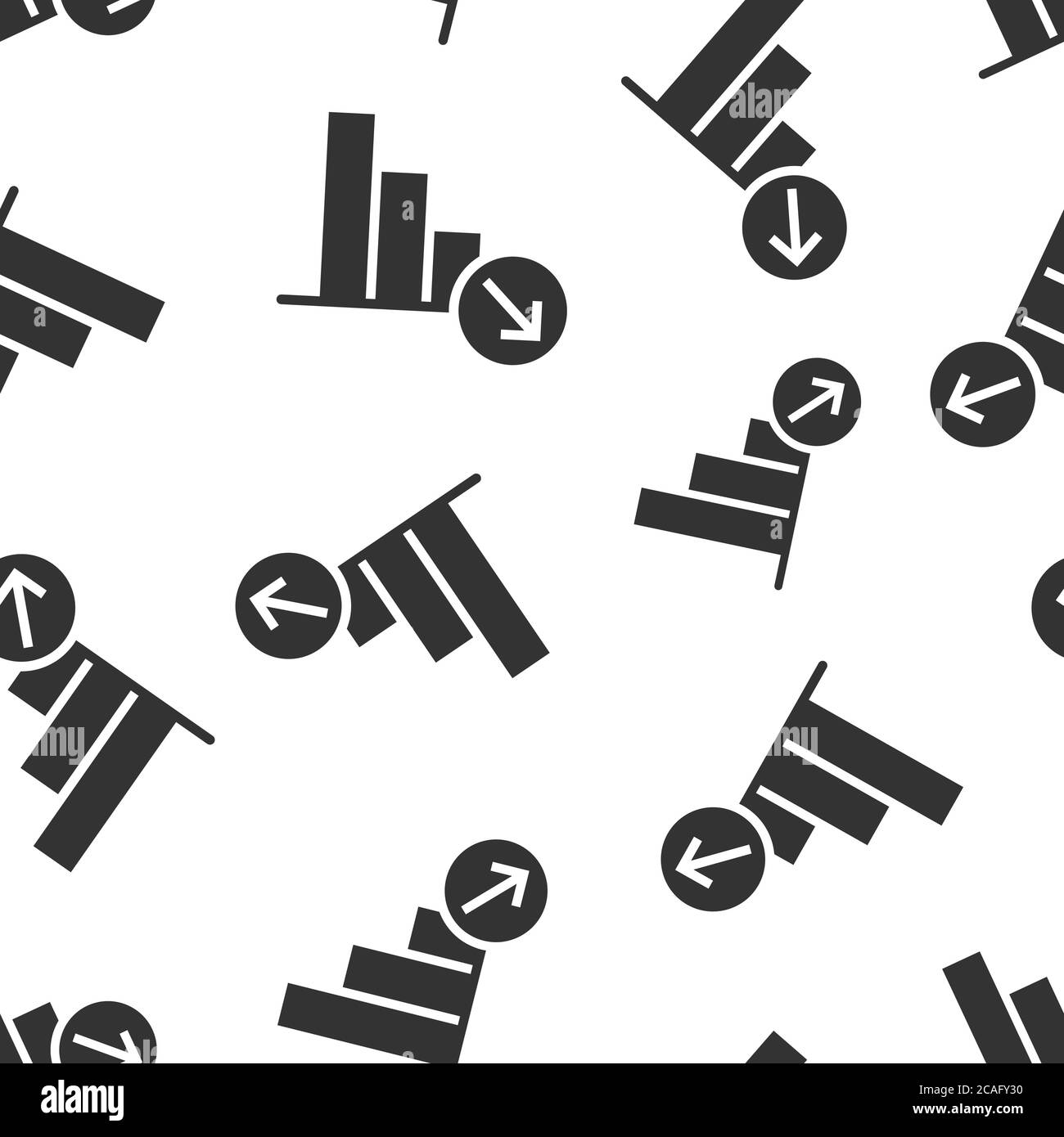 Market trend icon in flat style. Decline arrow with magnifier vector ...
