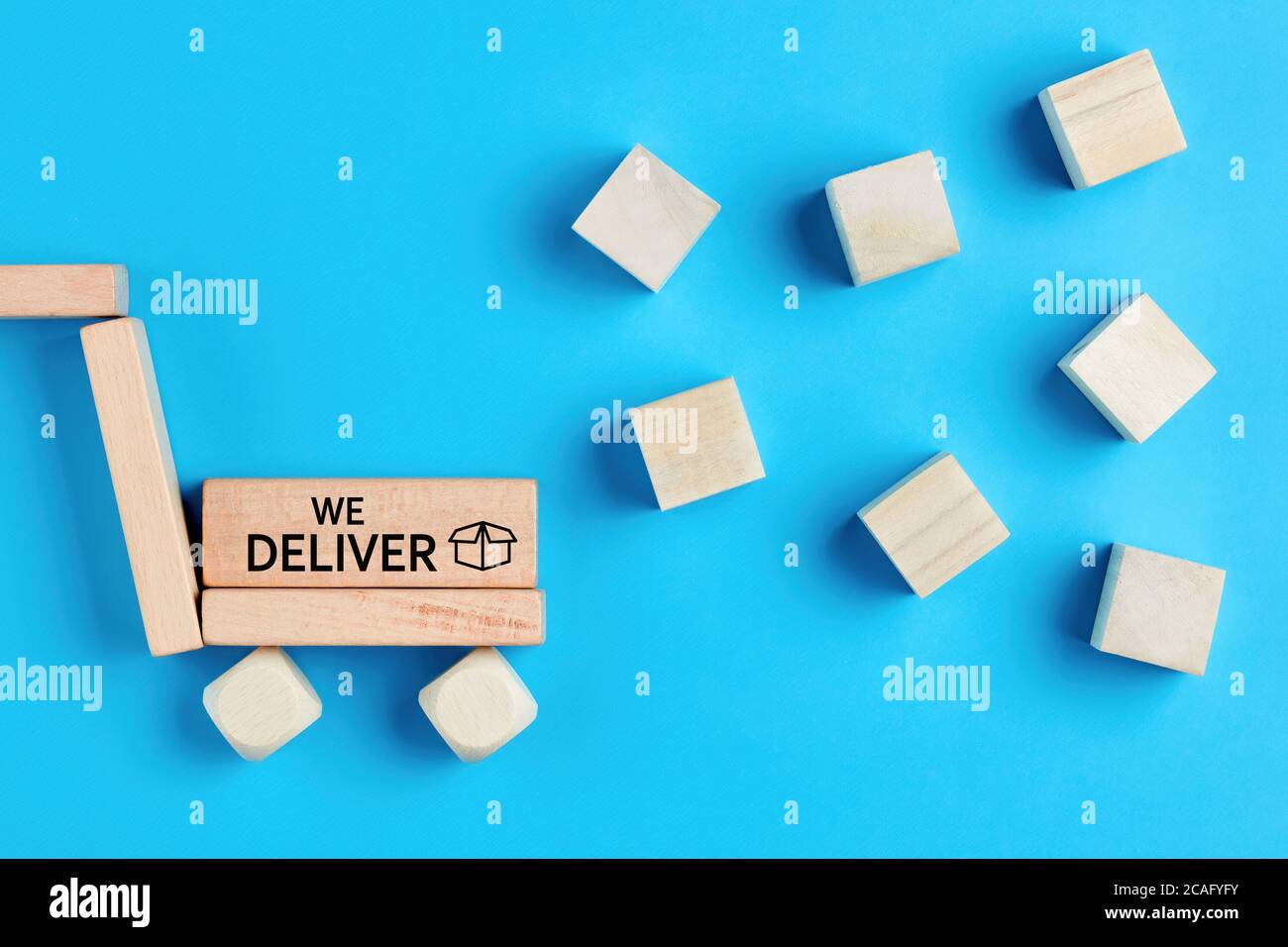 Package transportation cart and cargo parcels made of wooden blocks ...