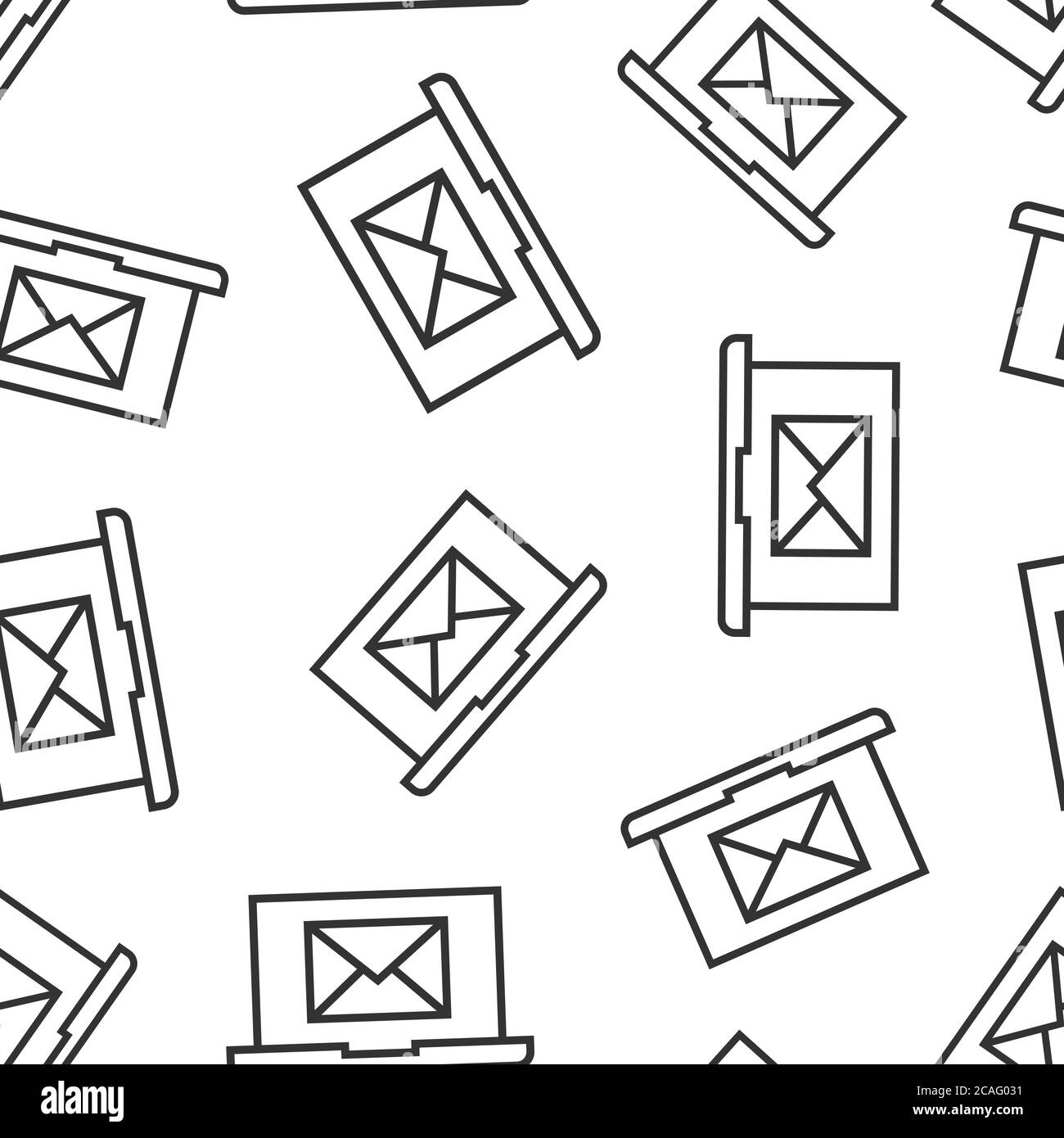 Laptop with email icon in flat style. Mail notification vector ...