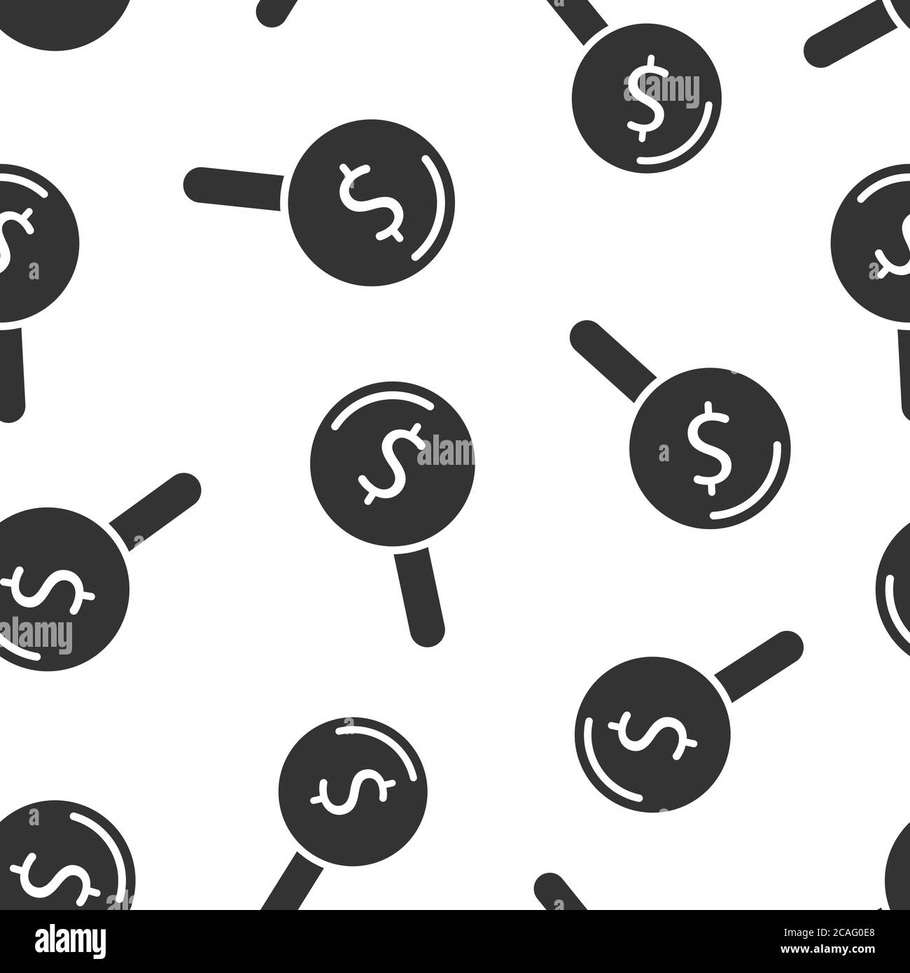 Magnifier glass with money icon in flat style. Dollar search vector ...
