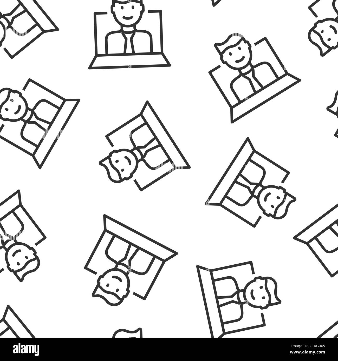 People with laptop computer icon in flat style. Pc user vector ...