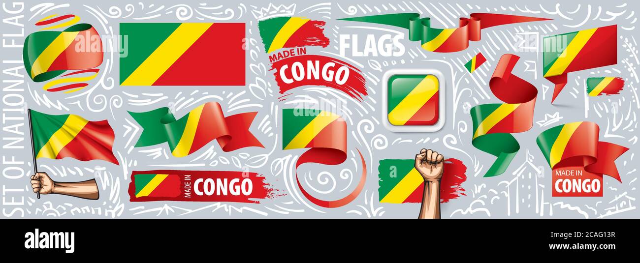 Vector set of the national flag of Congo in various creative designs ...