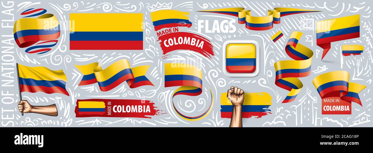 Vector set of the national flag of Colombia in various creative designs ...
