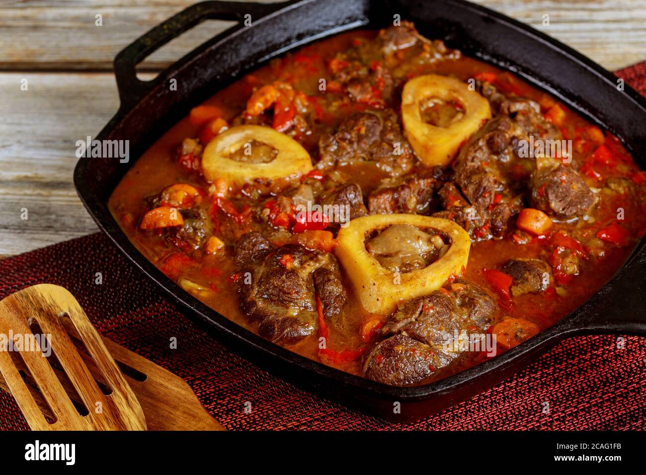 Beef stew made from shank bone in, vegetable, wine and broth Stock ...