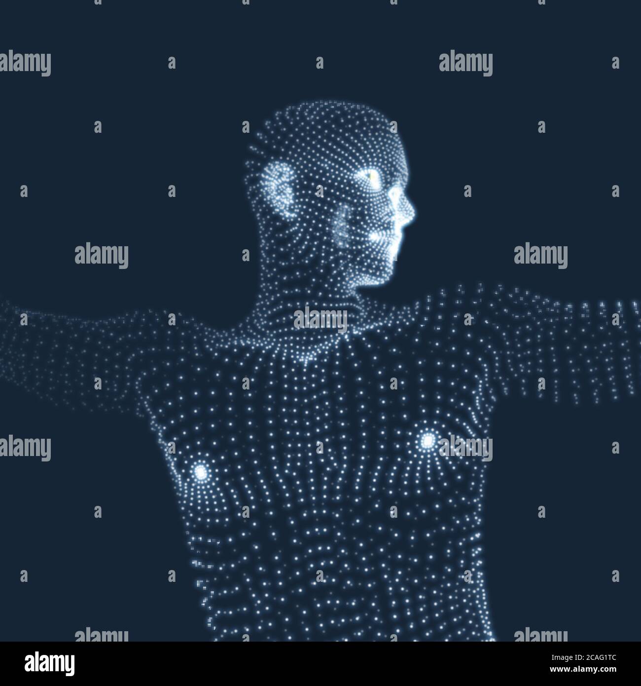 3D Model of Man. Human Body. Design Element. Vector Illustration Stock ...