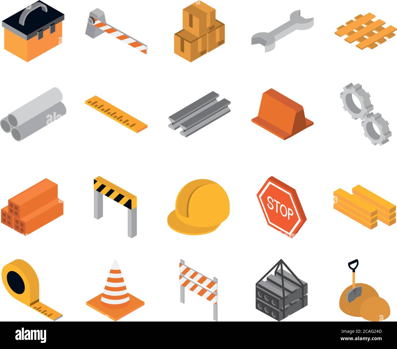 isometric repair construction work tool and equipment toolbox barrier ...