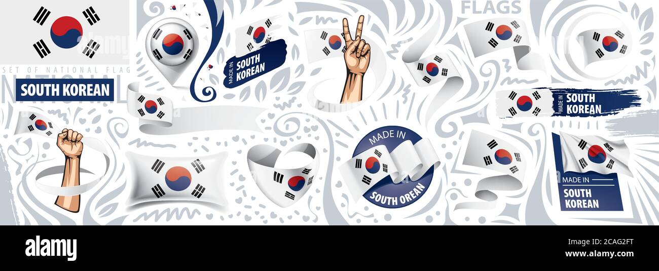 Vector set of the national flag of South Korean in various creative ...