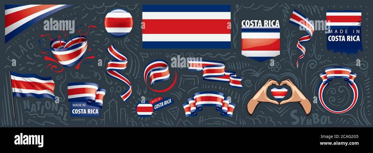 Vector set of the national flag of Costa Rica in various creative ...