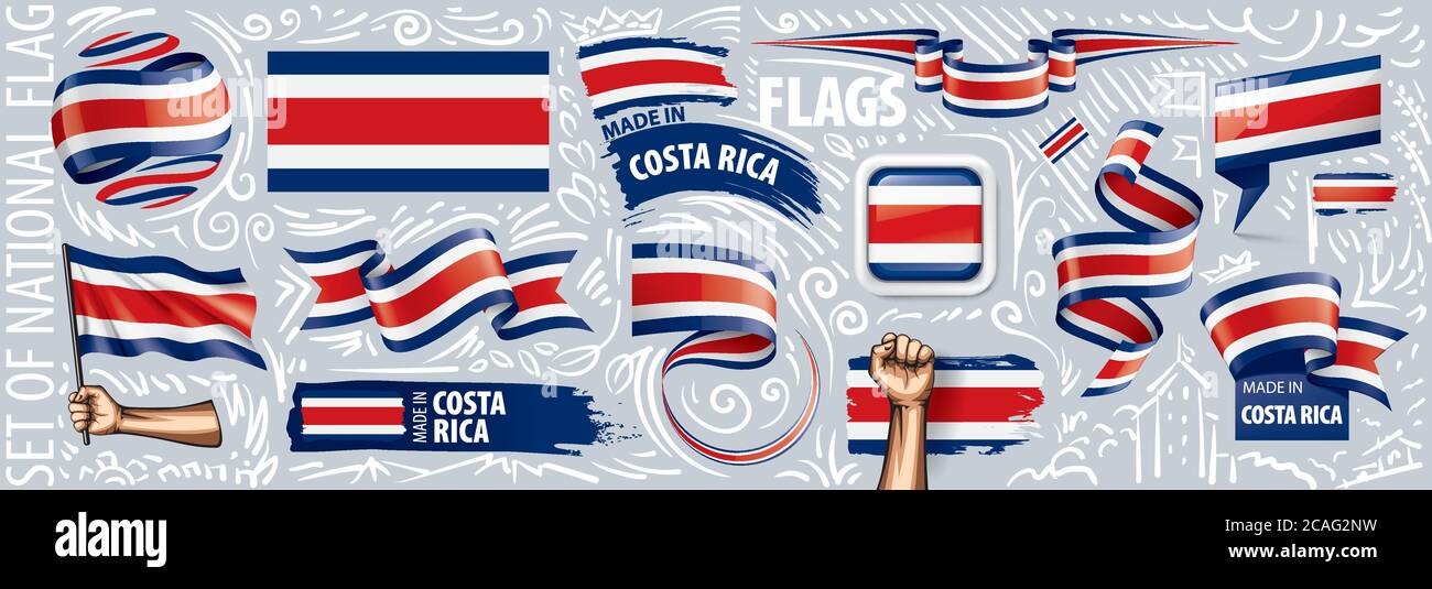 Vector set of the national flag of Costa Rica in various creative ...