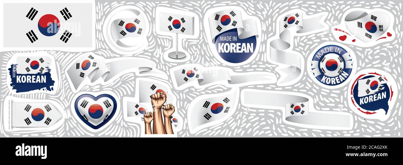 Vector set of the national flag of South Korean in various creative ...
