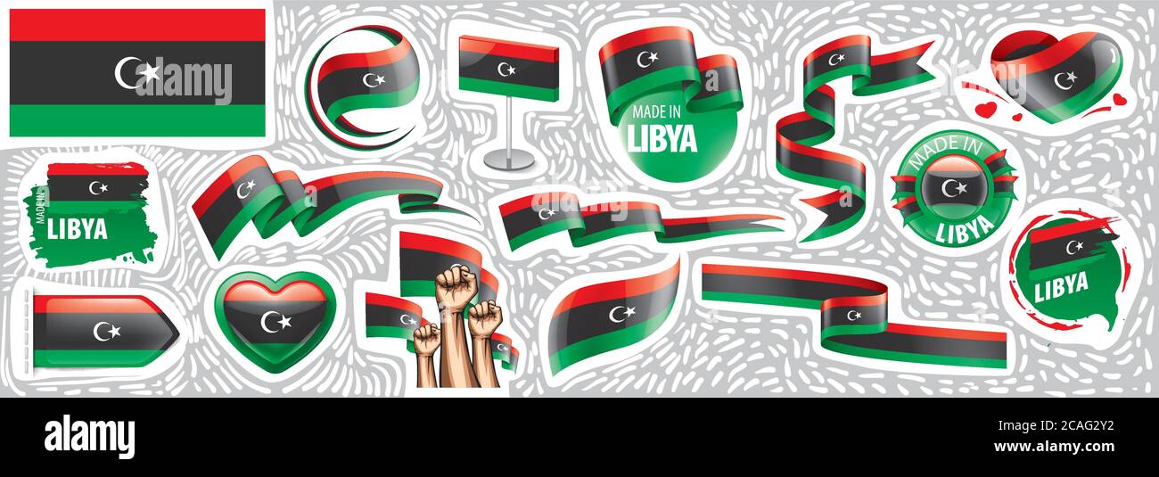 Vector set of the national flag of Libya in various creative designs ...