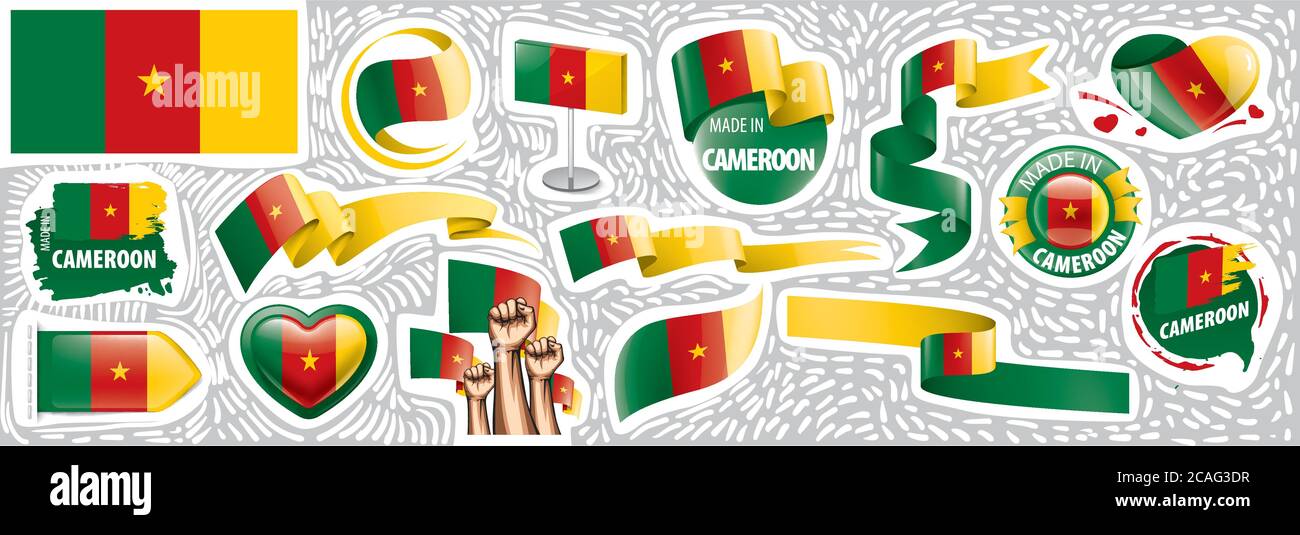 Vector set of the national flag of Cameroon in various creative designs ...
