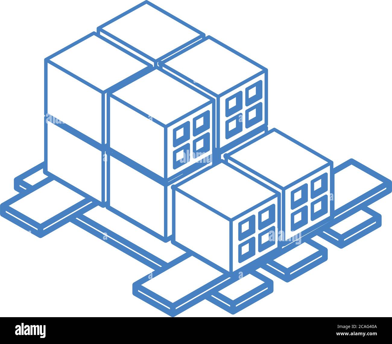 isometric repair construction bricks pile on wood pallet work equipment ...