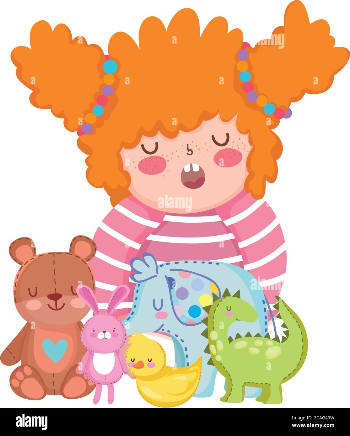 toys object for small kids to play cartoon, little girl with cute bear ...