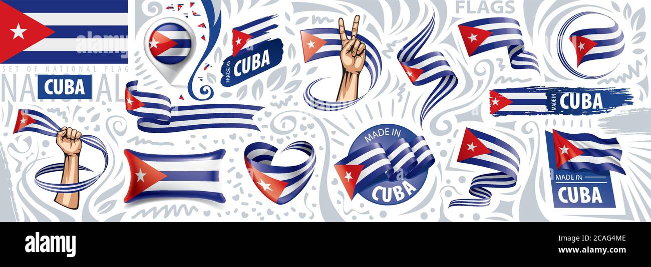 Vector set of the national flag of Cuba in various creative designs ...