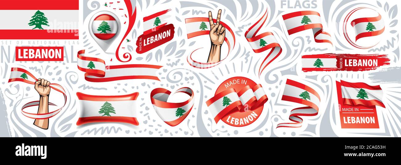 Vector set of the national flag of Lebanon in various creative designs ...