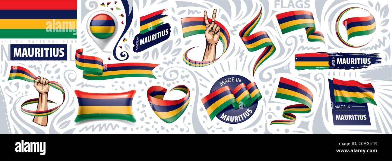 Vector set of the national flag of Mauritius in various creative ...