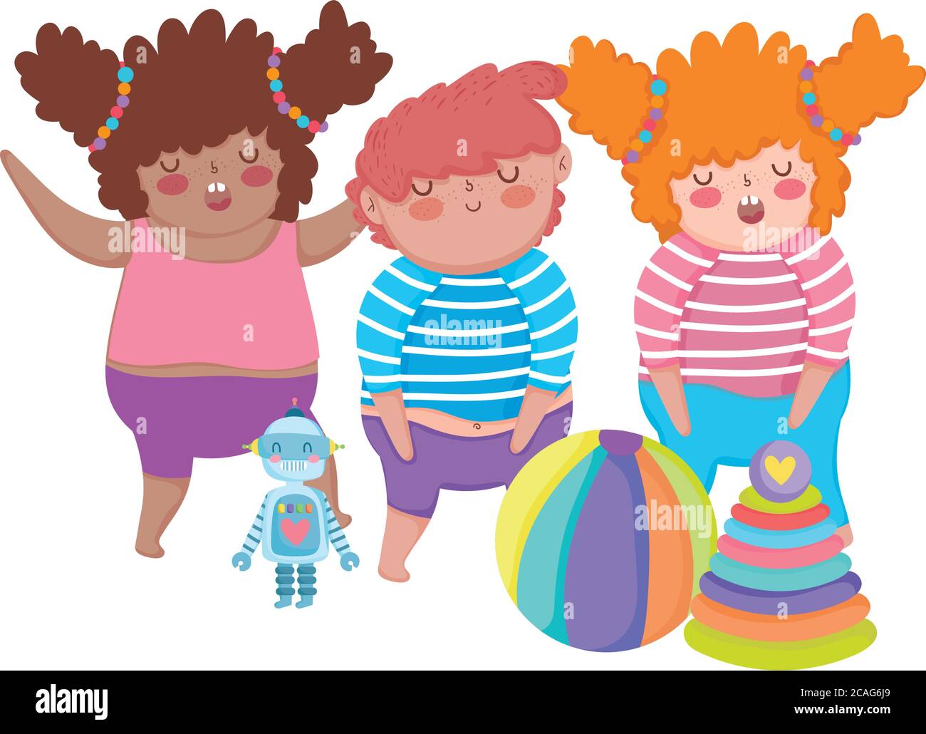 toys object for small kids to play cartoon, happy childrens with ball ...