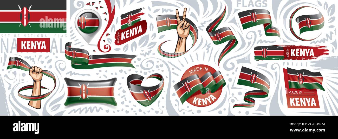 Vector set of the national flag of Kenya in various creative designs ...