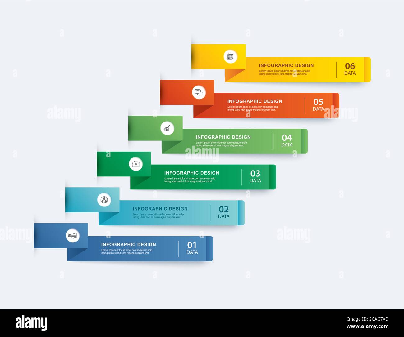 6 data infographics tab paper index template. Vector illustration abstract background. Can be ...