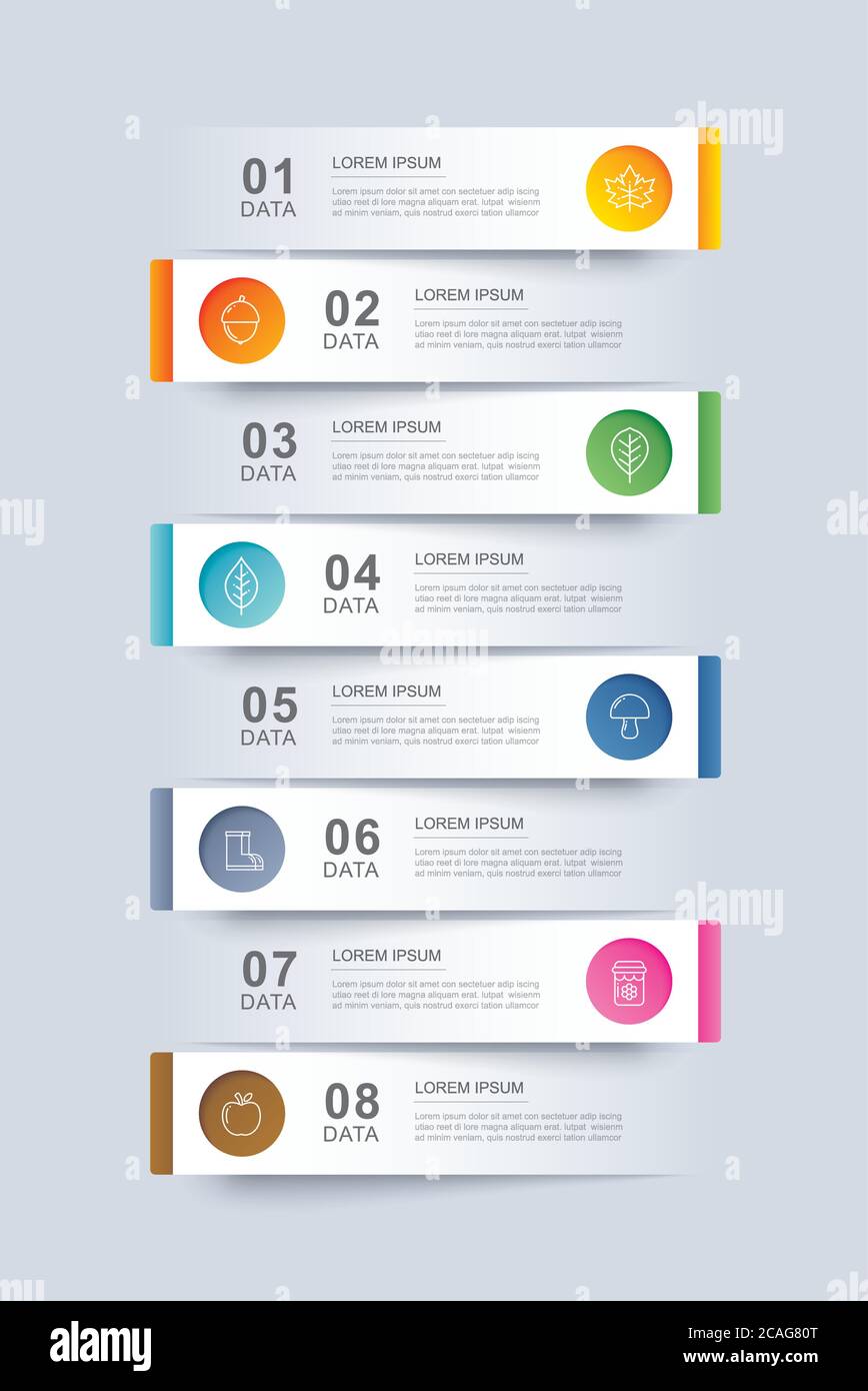 8 data infographics tab paper index template. Vector illustration ...