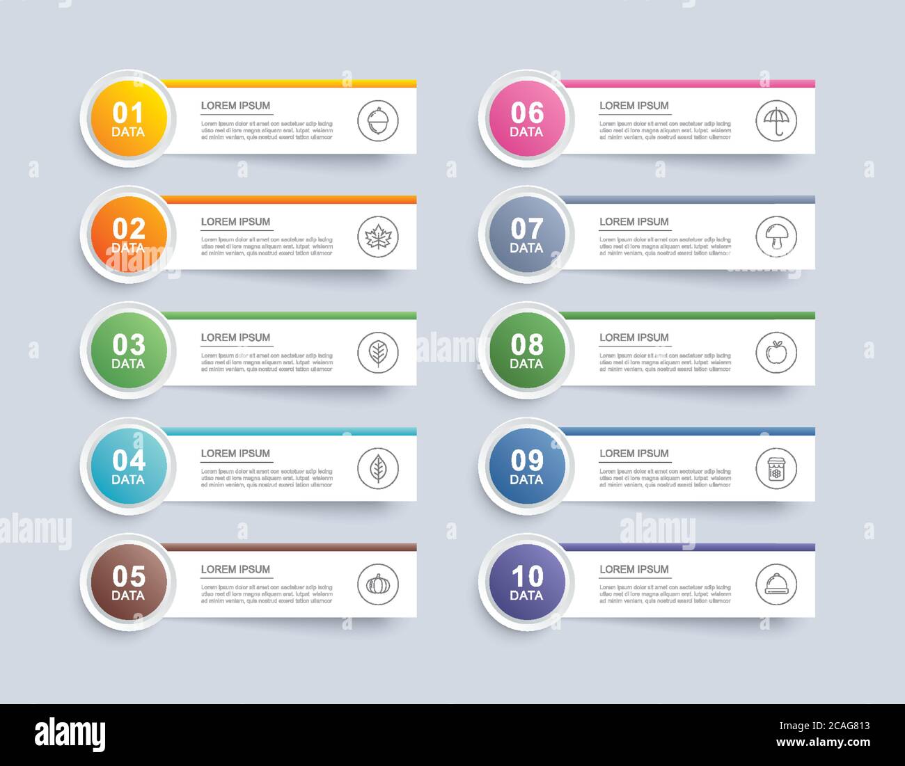 10 data infographics tab paper index template. Vector illustration ...