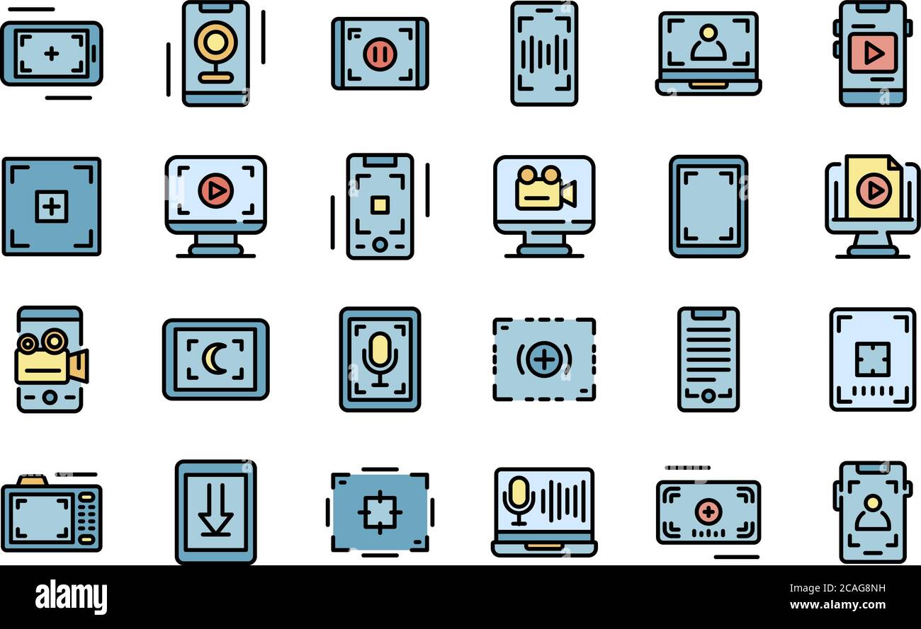 Screen recording icons set vector flat Stock Vector Image & Art - Alamy