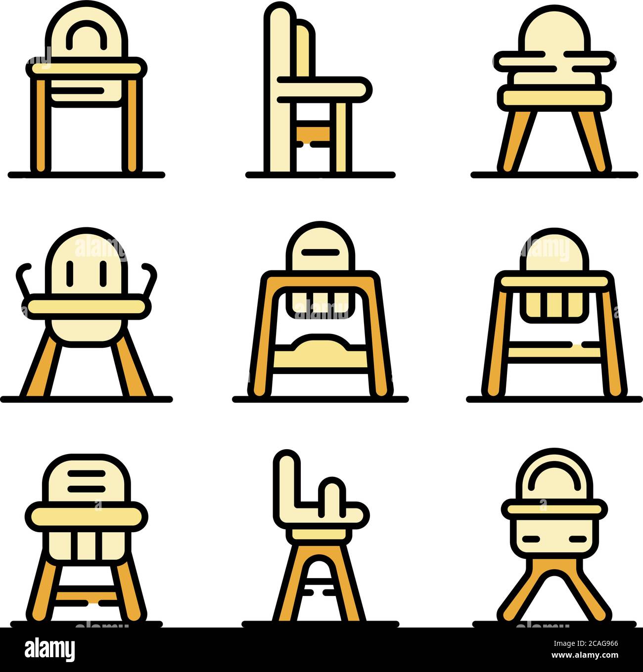 Feeding chair icons set vector flat Stock Vector Image & Art - Alamy