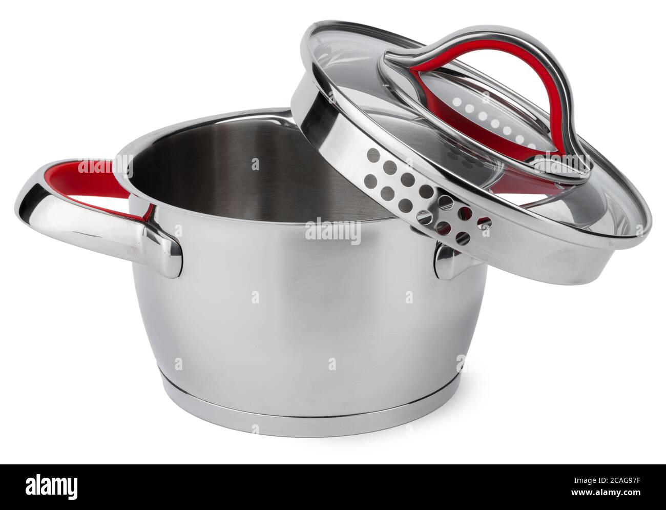 New metal cooking pot isolated on white Stock Photo - Alamy