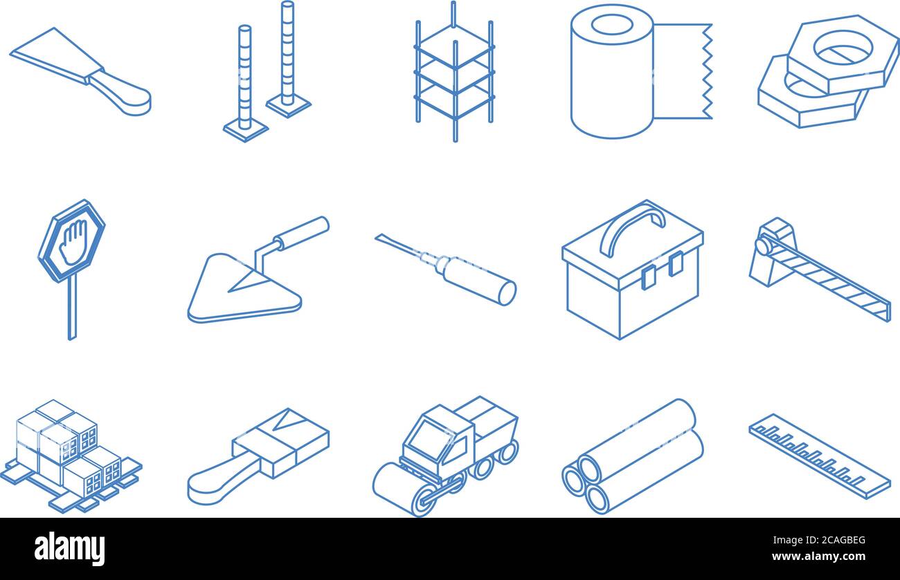 isometric repair construction work tool and equipment wheelbarrow ...