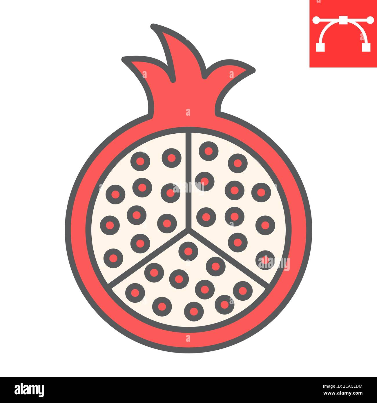 Pomegranate color line icon, fruit and punica, garnet sign vector ...