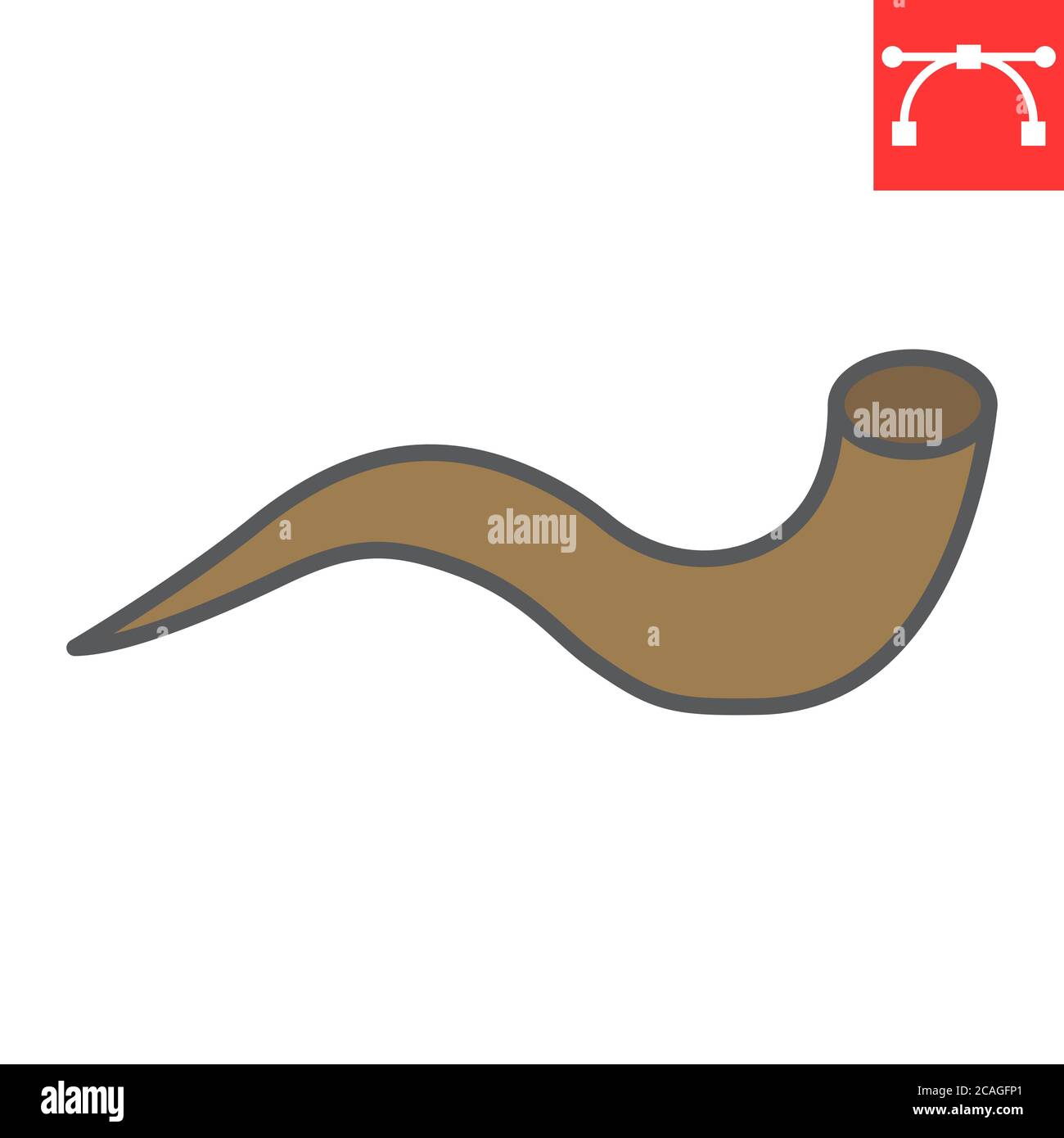 Shofar color line icon, rosh hashanah and holiday, yom kippur sign ...