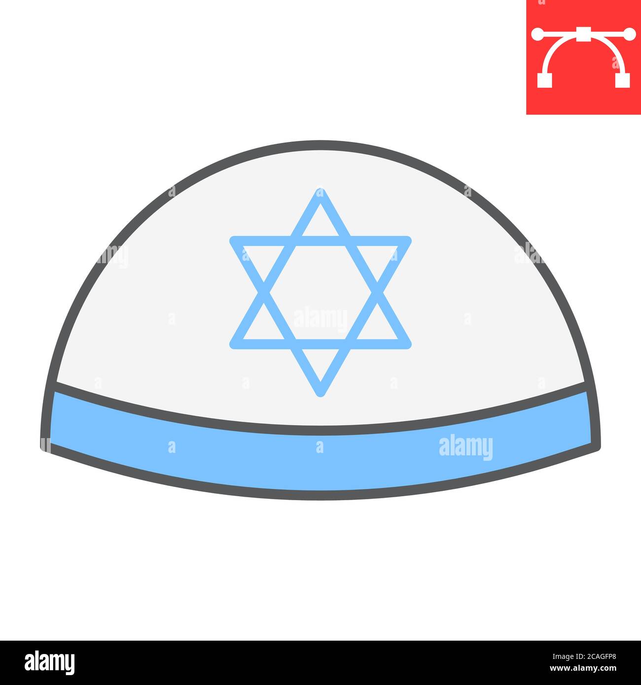 Kippah color line icon, rosh hashanah and yarmulke, jewish cap sign ...