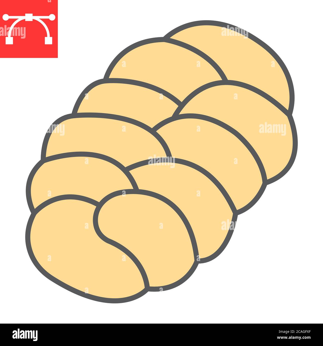 Challah color line icon, bread and loaf, braided bread sign vector ...