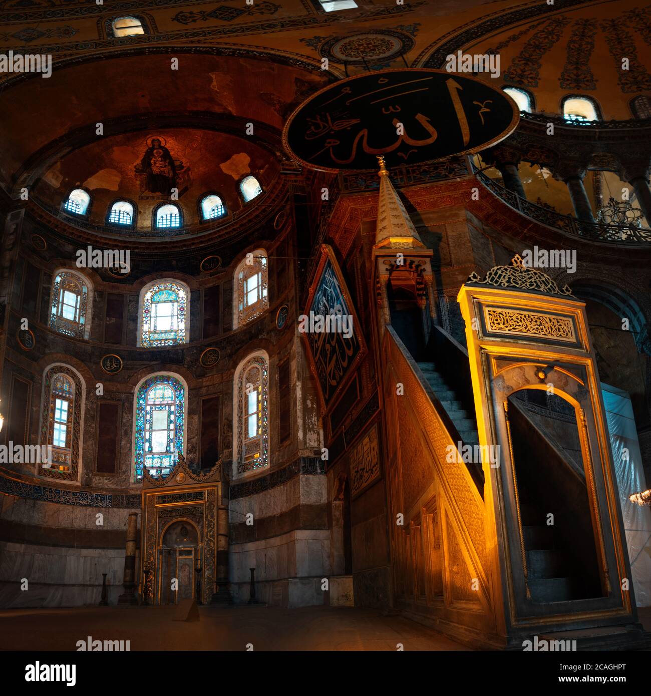 ISTANBUL, TURKEY - SEPTEMBER 21, 2019: Interior of Hagia Sophia in ...