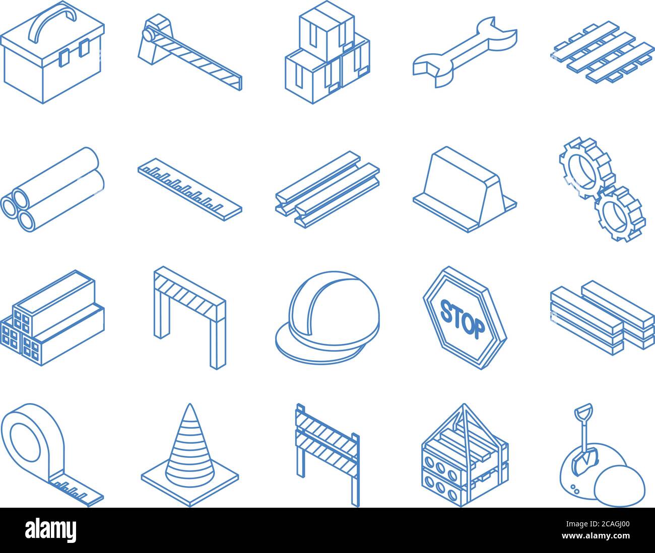 isometric repair construction work tool and equipment toolbox barrier ...