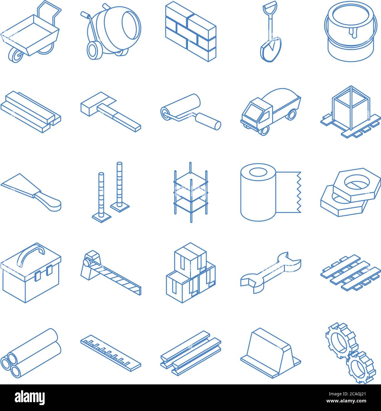 isometric repair construction work tool and equipment concrete mixer ...