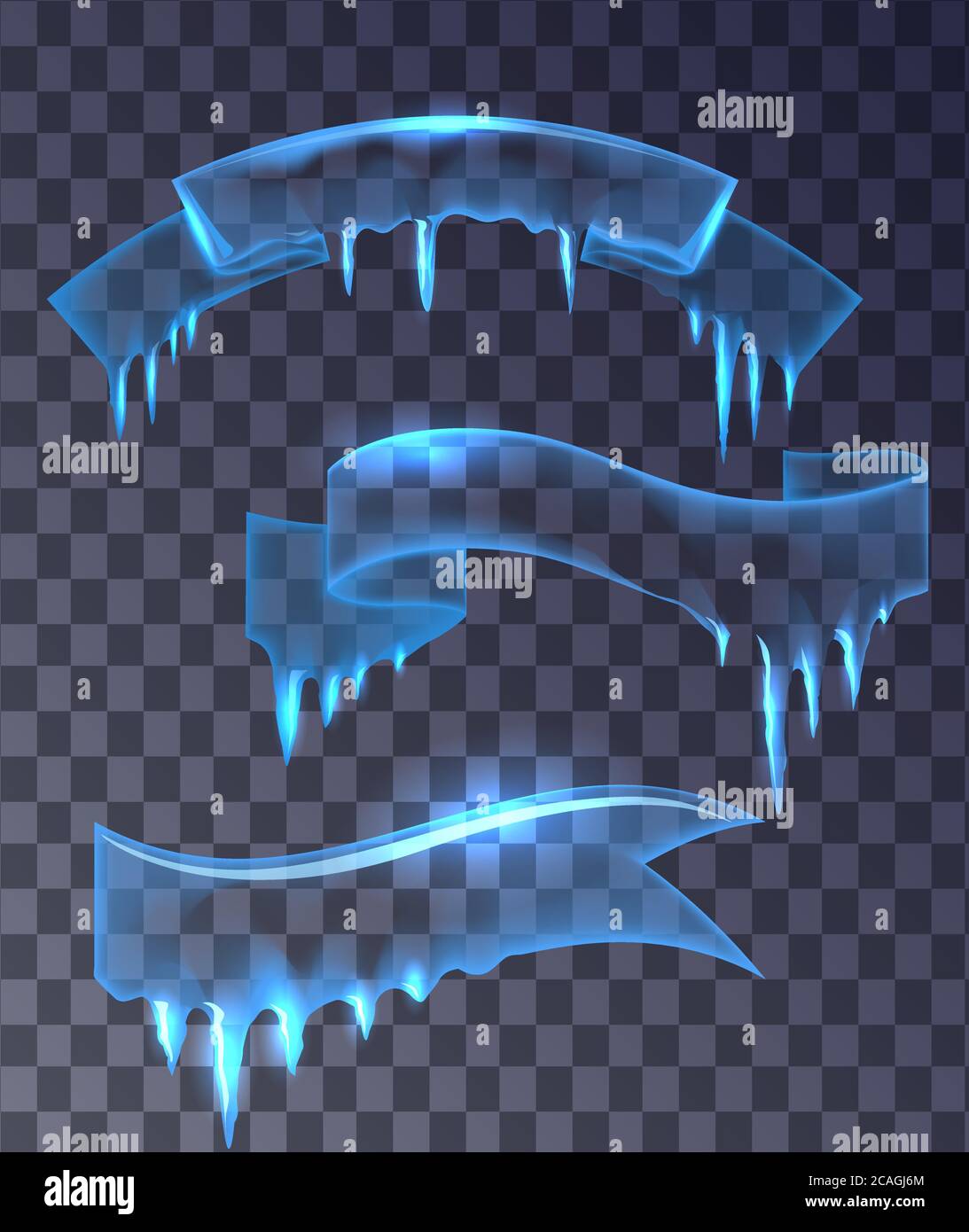 Set of transparent ice banners ribbons. Vector element for your design ...