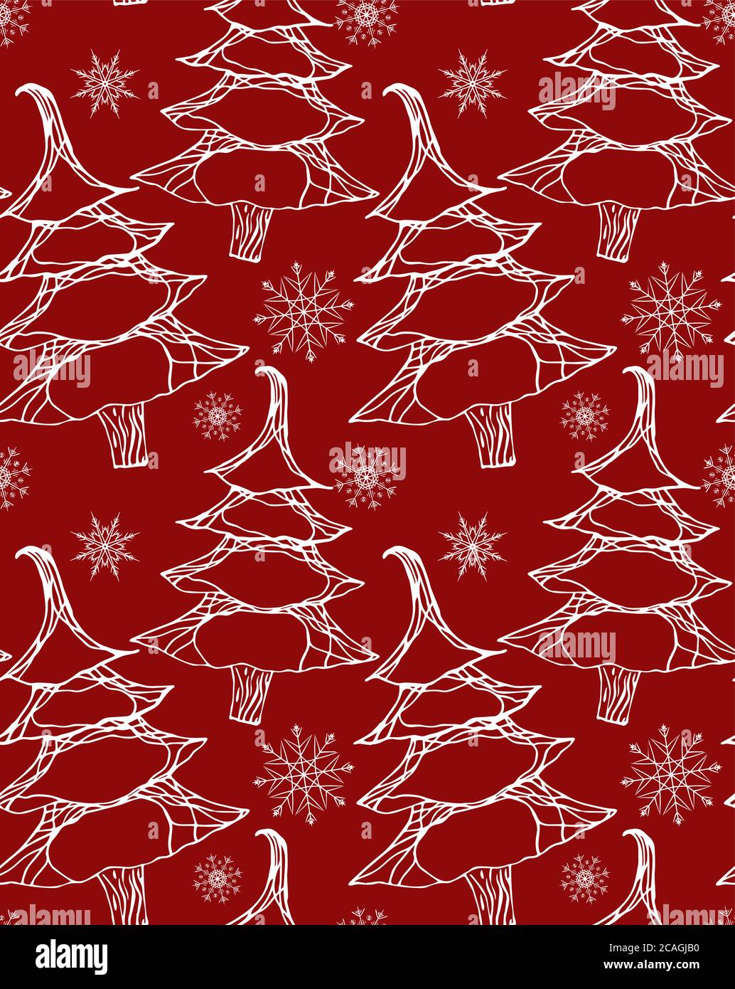 Seamless texture with doodle Christmas trees. Vector background for ...