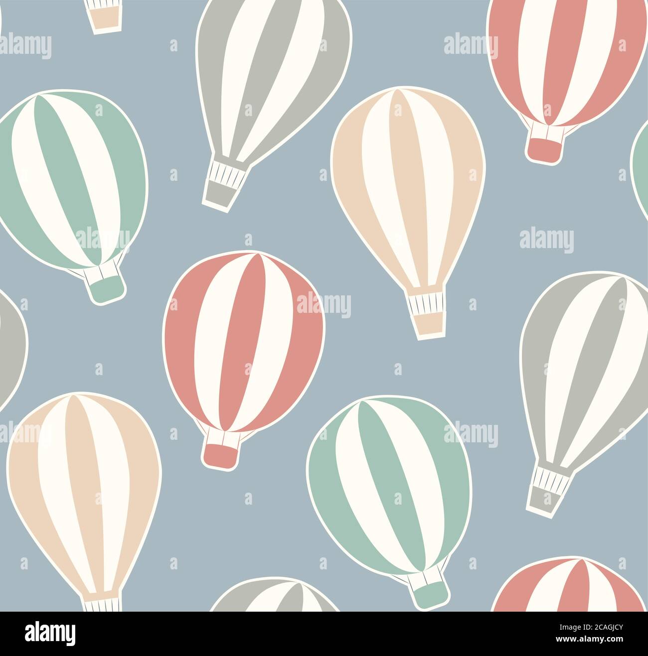 Seamless vintage texture with stickers hot air balloons. Vector ...