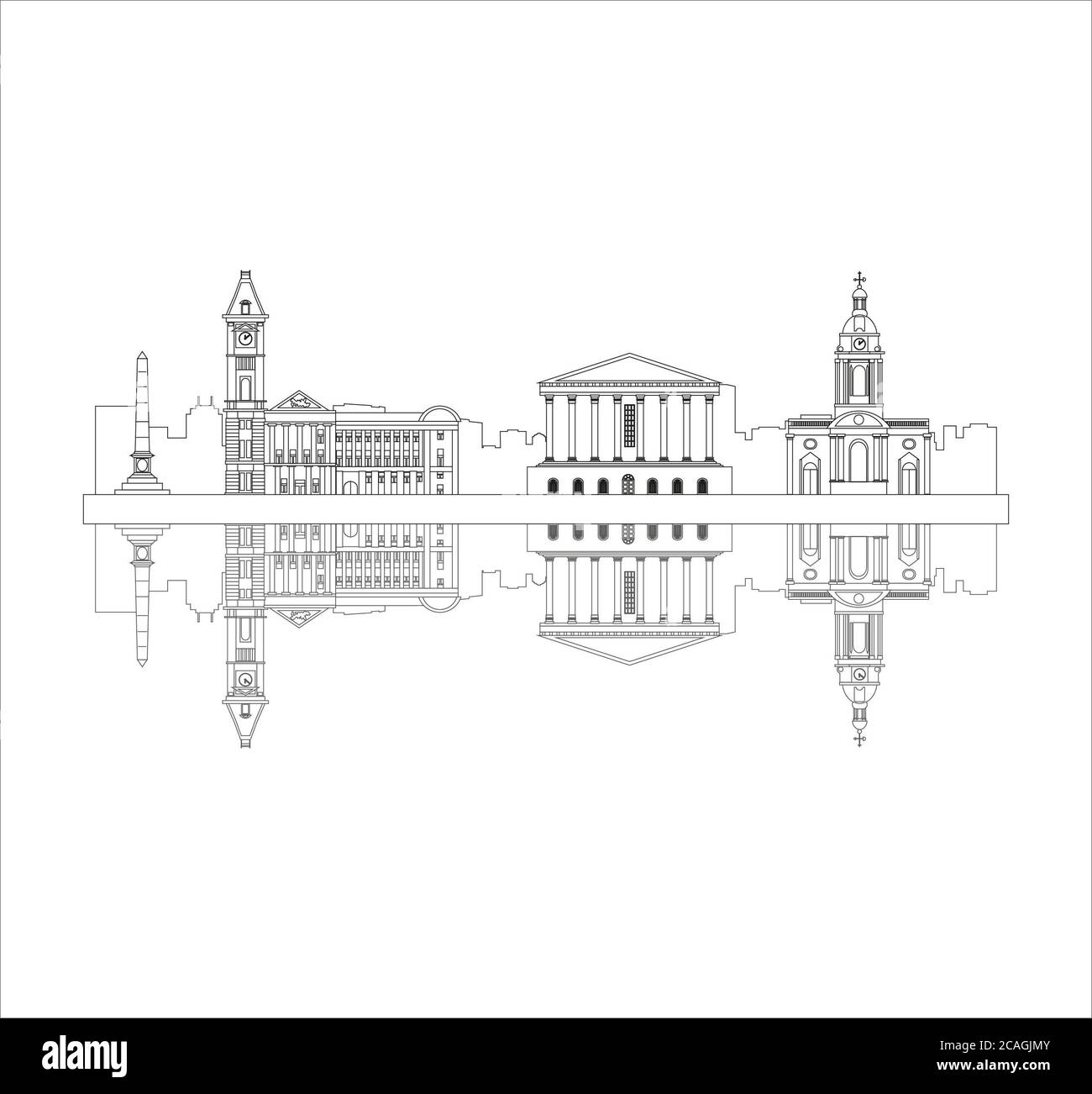 Illustration of the outlines of famous landmarks in London isolated on ...