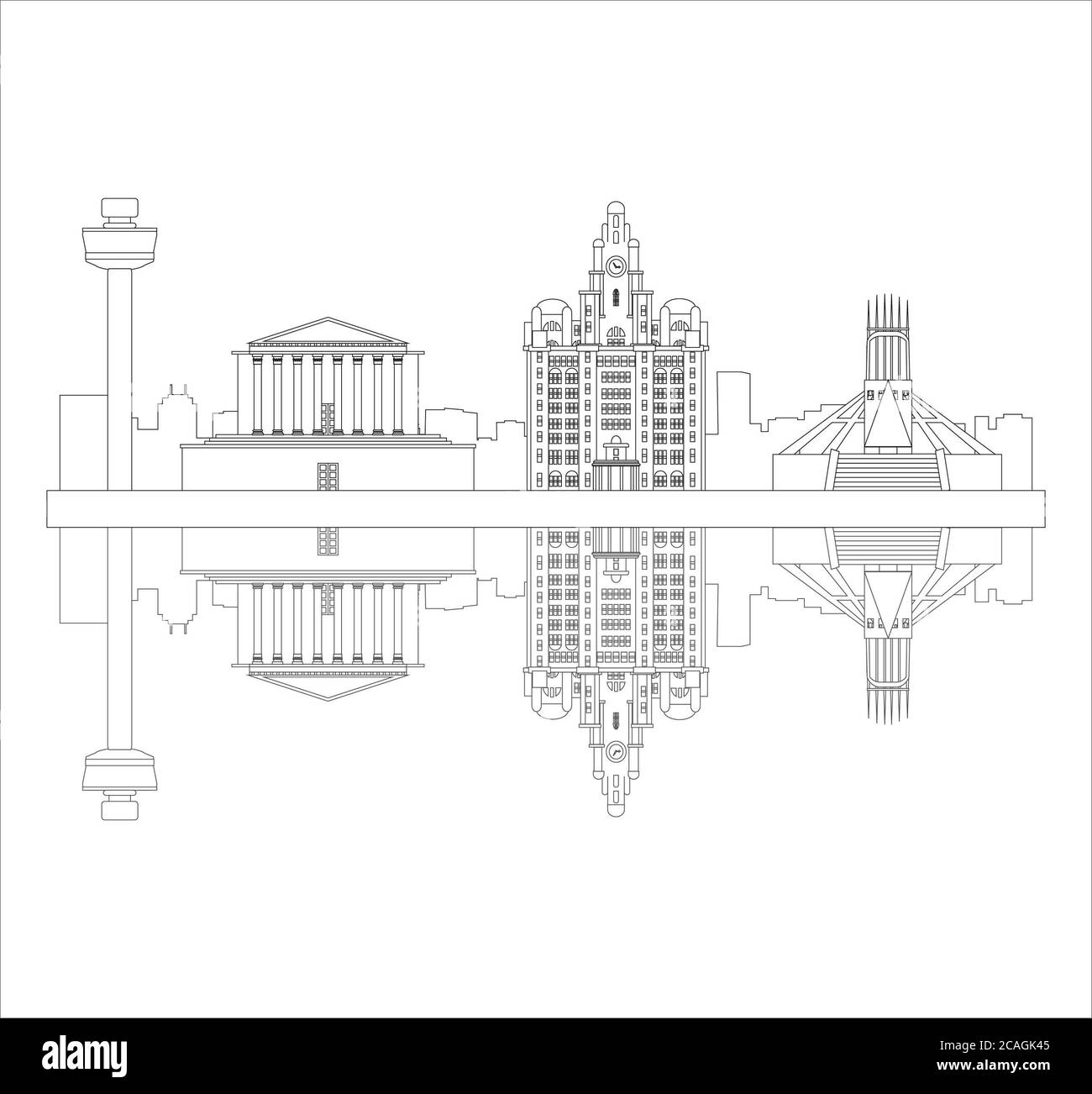 Illustration of several building structures isolated on a white ...