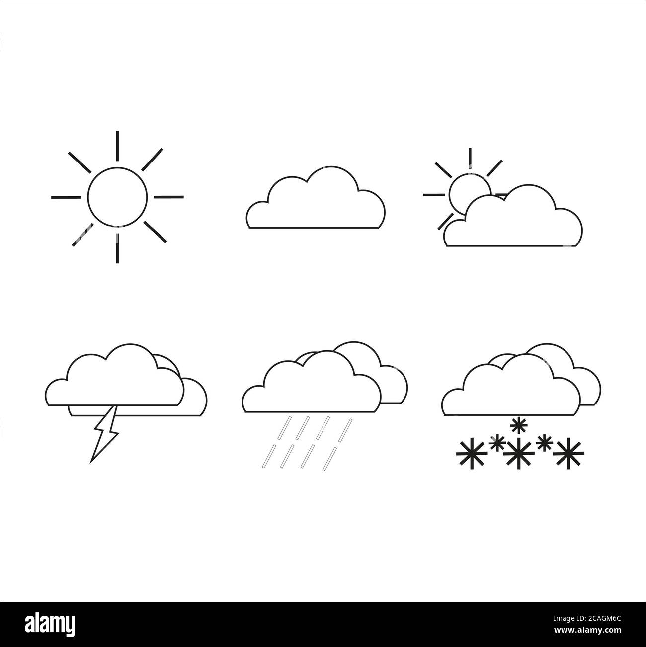 Illustration of outline weather forecast signs isolated on a white ...
