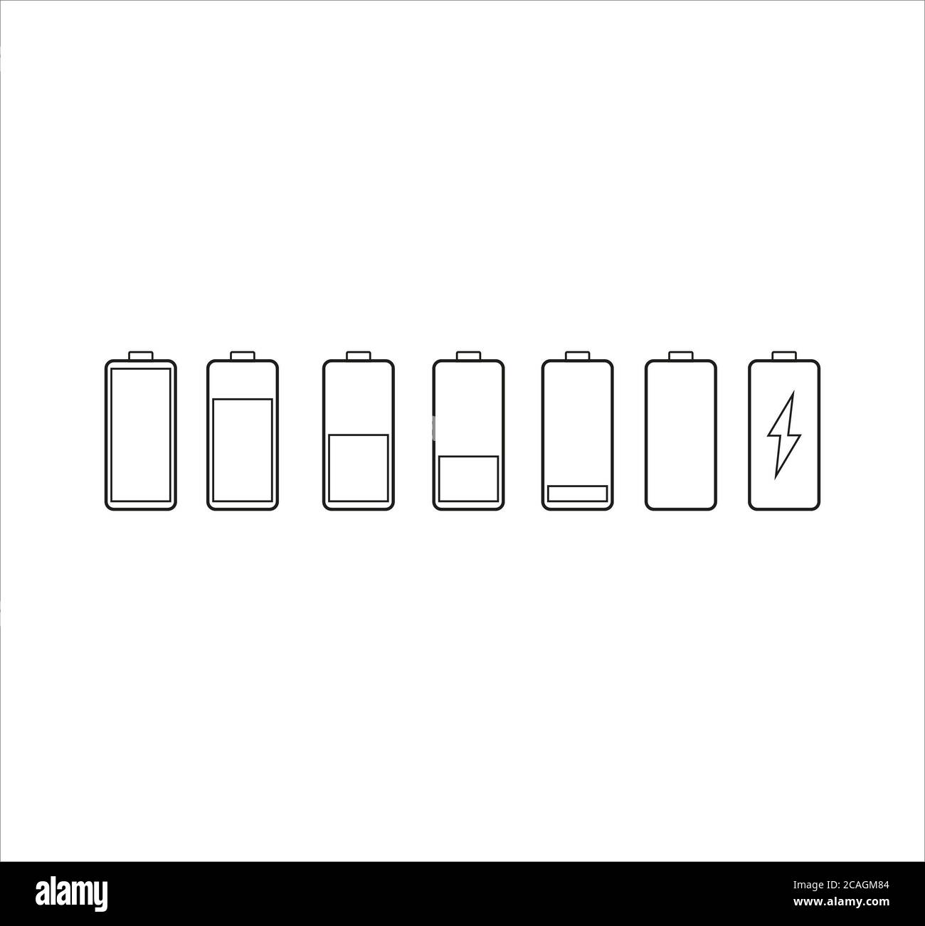 Illustration of different levels of mobile phone battery icons isolated ...
