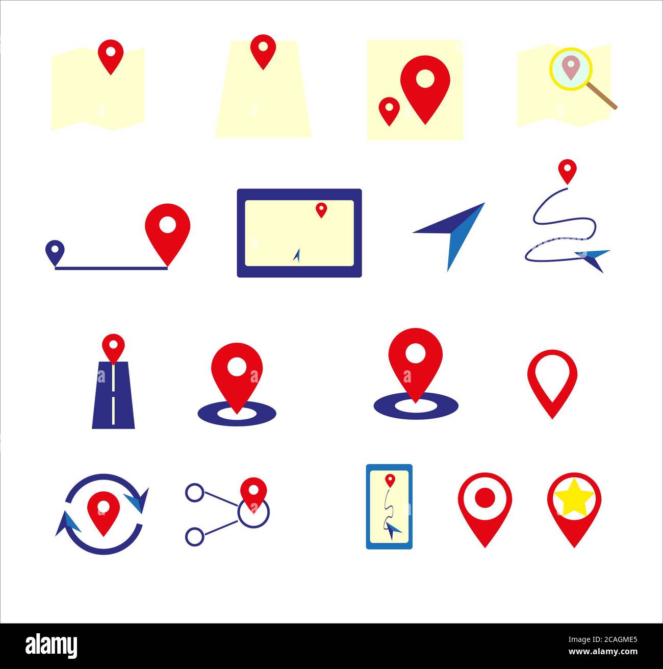 Different types of location points for web and mobile design isolated ...