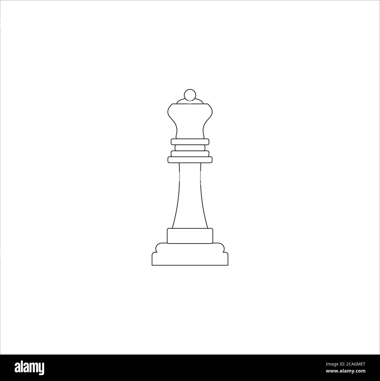 Illustration of outline chess Queen figure isolated on a white ...