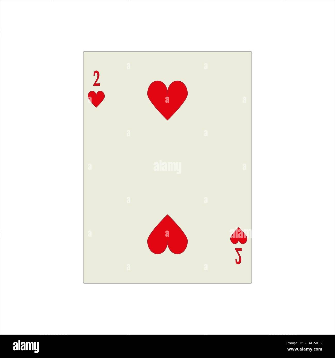 Colored illustration of a playing card 2 of heart Stock Photo - Alamy