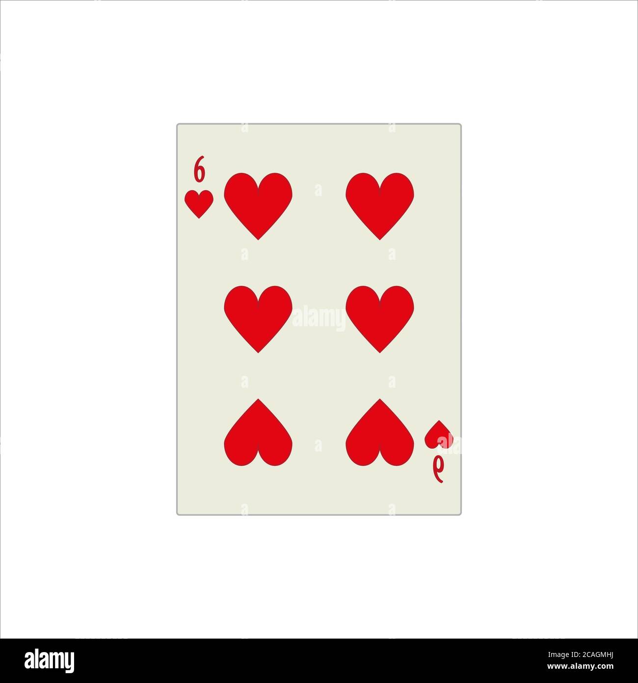 Illustration of six of hearts playing card isolated on a white ...